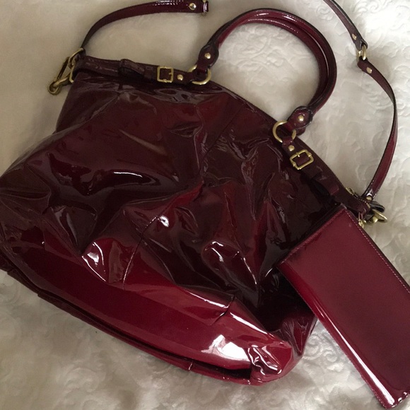 Coach | Bags | Coach Crimson Red Patent Leather Purse With Wallet ...